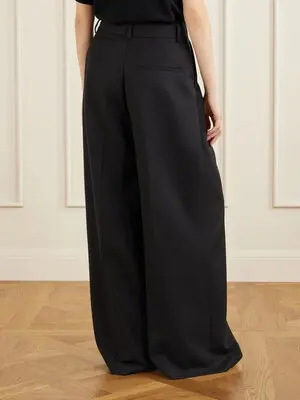 ANINE BING Lou Pleated Woven Wide-leg Pants