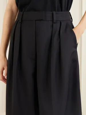 ANINE BING Lou Pleated Woven Wide-leg Pants