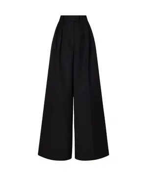 ANINE BING Lou Pleated Woven Wide-leg Pants - Black