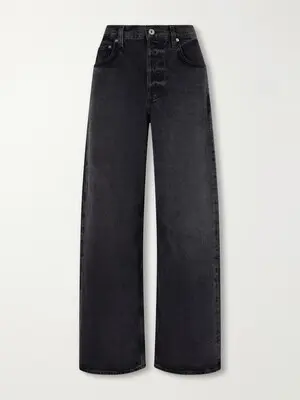 Citizens Of Humanity Ayla Mid-rise Wide-leg Jeans - Black