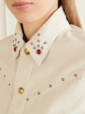 Ralph Lauren Cropped Embellished Denim Jacket