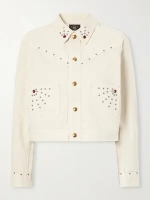 Ralph Lauren Cropped Embellished Denim Jacket - Neutrals