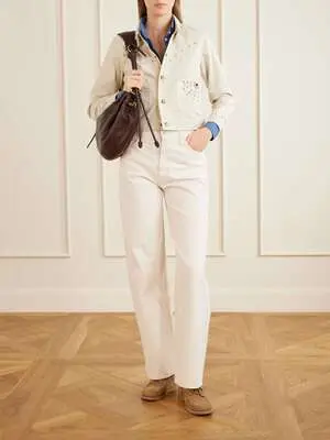 Ralph Lauren Ida Cropped Embellished Denim Jacket