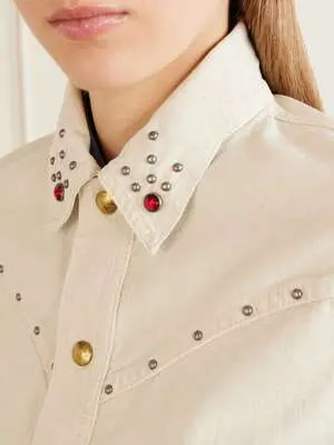 Ralph Lauren Ida Cropped Embellished Denim Jacket