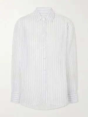 Aflalo Brein Striped Cotton And Silk-blend Voile Shirt - Blue