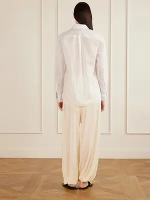 Aflalo Brein Striped Cotton And Silk-blend Voile Shirt