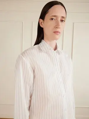 Aflalo Brein Striped Cotton And Silk-blend Voile Shirt
