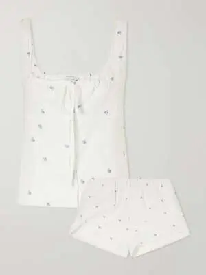 DEIJI STUDIOS Floral-printed Linen Pajama Set - White