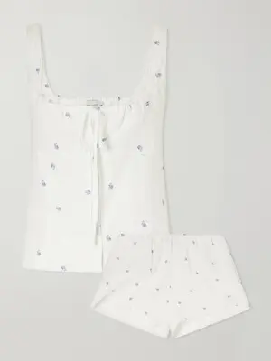 DEIJI STUDIOS Floral-printed Linen Pajama Set - White