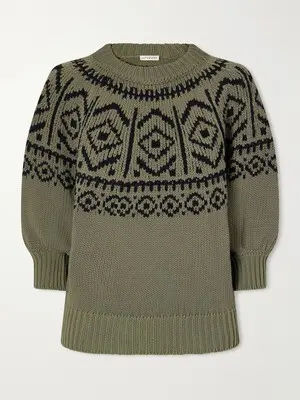 Altuzarra Howard Intarsia-knit Cotton-blend Sweater - Green