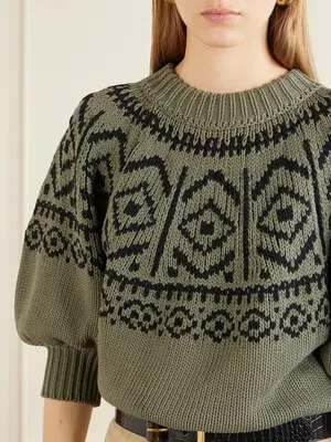 Altuzarra Howard Intarsia-knit Cotton-blend Sweater - Green