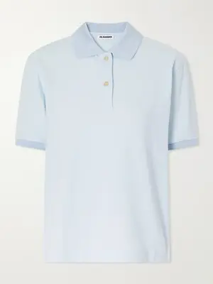 JIL SANDER Logo-embroidered Cotton-piqué Polo Shirt - Blue
