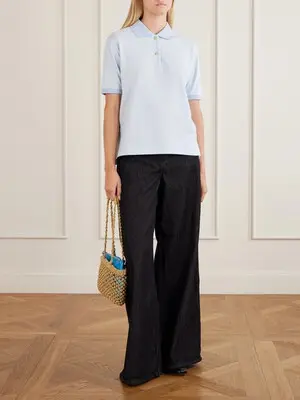 JIL SANDER Logo-embroidered Cotton-piqué Polo Shirt - Blue