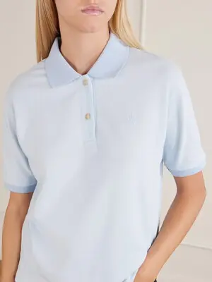 JIL SANDER Logo-embroidered Cotton-piqué Polo Shirt - Blue