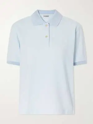 JIL SANDER Logo-embroidered Cotton-piqué Polo Shirt - Light Blue