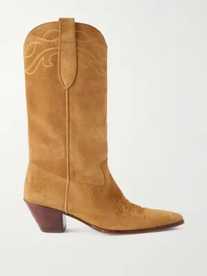 NILI LOTAN Nili Lotan Towns Embroidered Suede Knee High Boots