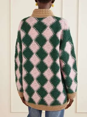 La DoubleJ Bowling Intarsia-knit Wool-blend Cardigan