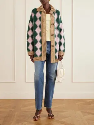 La DoubleJ Bowling Intarsia-knit Wool-blend Cardigan - Multi