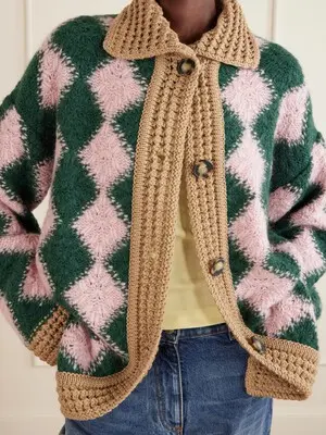 La DoubleJ Bowling Intarsia-knit Wool-blend Cardigan - Multi