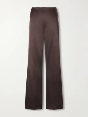 Staud Silk-dupioni Wide-leg Trousers - Brown