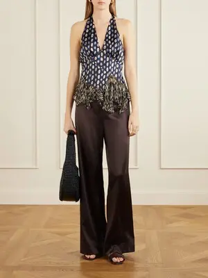 Staud Silk-dupioni Wide-leg Trousers - Brown