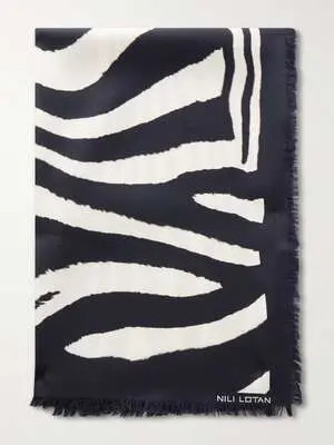 NILI LOTAN Zebra-print Silk Scarf Zebra Print