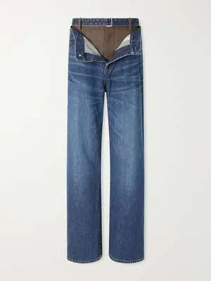 Sacai Wide-leg Denim And Wool-flannel Pants