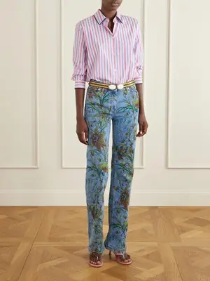Etro Floral Print Straight Leg Jeans