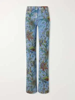 Etro Floral-print Straight-leg Jeans - Navy