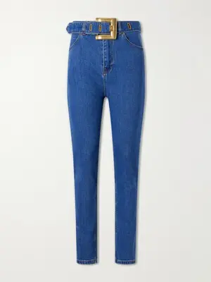 Balmain Belted High-waist Straight-leg Jeans