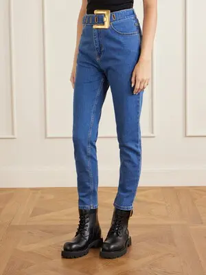 Balmain Belted High-waist Straight-leg Jeans