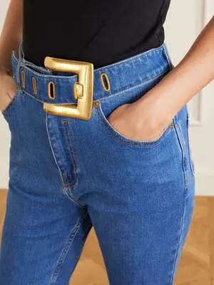 Balmain Belted High-waist Straight-leg Jeans