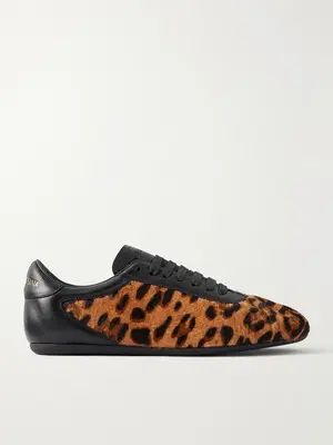 Dolce & Gabbana Leopard-print Plush And Leather Sneakers - Animal Print