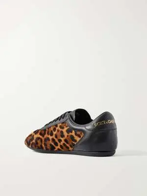 Dolce & Gabbana Leather-trimmed Leopard-print Plush Sneakers