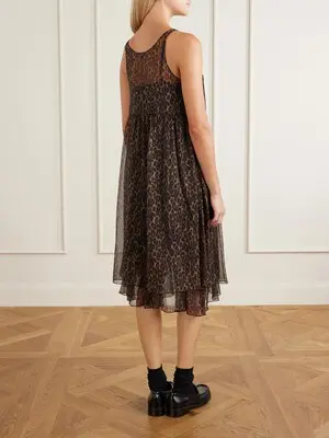 R13 Gathered Tiered Animal-print Silk-chiffon Midi Dress