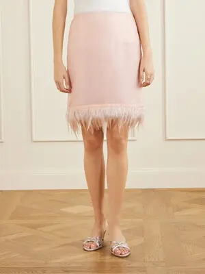 Staud Lark Silk Midi Skirt With Frayed Hem - Pink