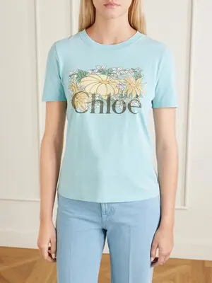 Chloé Printed Cotton-jersey T-shirt