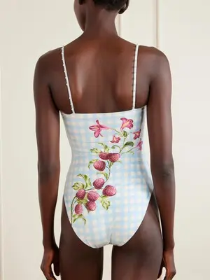 Agua Bendita Embellished Printed Recycled One-piece Swimsuit