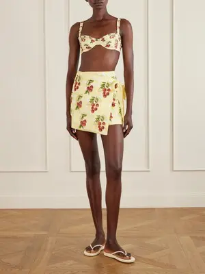Agua Bendita Luna Printed Checked Linen Pareo