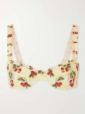 Agua Bendita Agraz Printed Checked Bikini Top