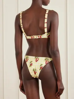Agua Bendita Agraz Printed Checked Bikini Top - Yellow