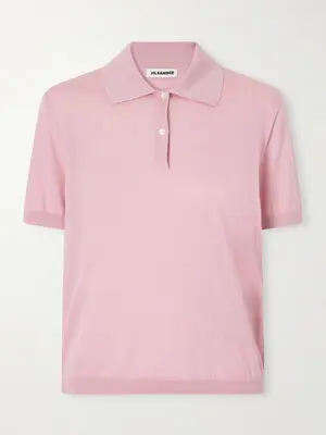 JIL SANDER Wool Polo Shirt - Pink
