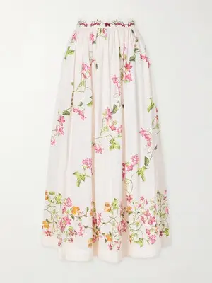 AGUA BENDITA Agua By Agua Bendita Tangelo Floral Linen Maxi Skirt