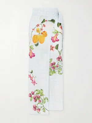 Agua Bendita Lavanda Printed Cotton And Silk-blend Voile Pareo - Blue