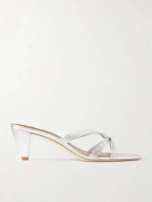 Staud Carrie 60 Metallic-leather Sandals - Silver