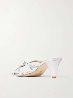 Staud Carrie 60 Metallic-leather Sandals
