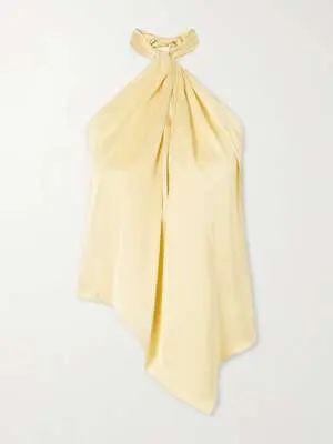 Aflalo Safira Silk-satin Halterneck Top