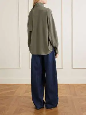 Brunello Cucinelli Bead-embellished Silk-satin Blouse