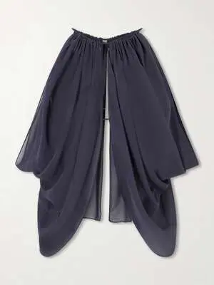 Aflalo Reysa Gathered Silk-crepe Top - Storm Blue