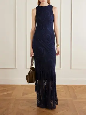 Etro Devoré Cotton-blend Crepe-jersey Maxi Dress With Paisley Motif